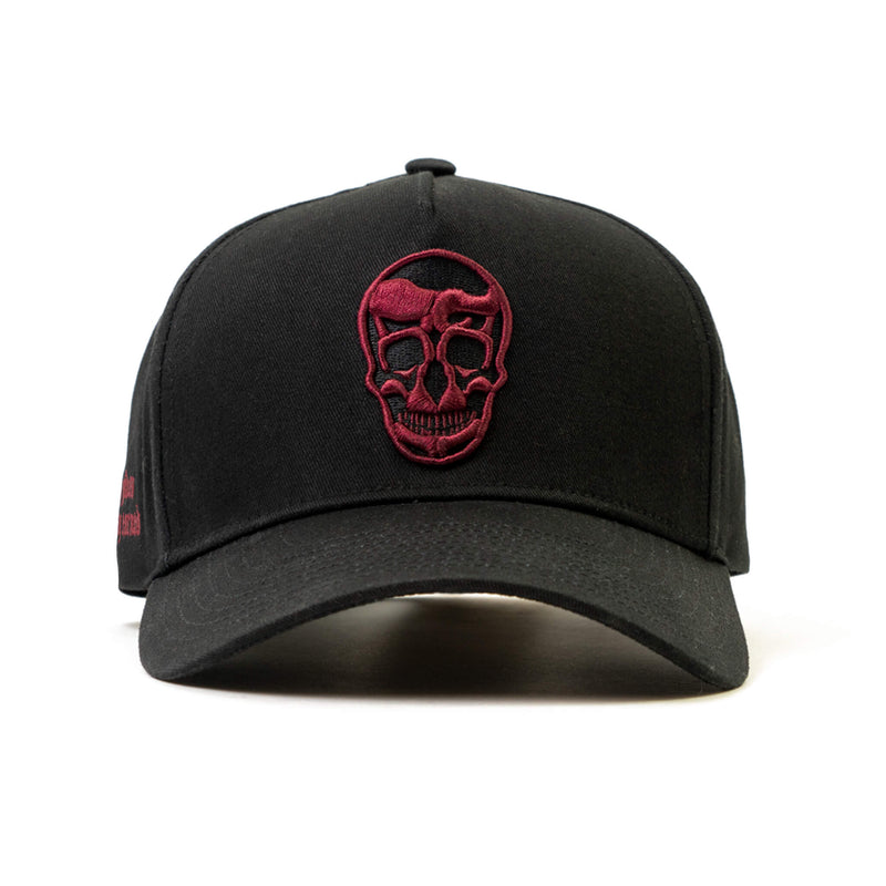 5-Panel Skull Hat - Black/Burgundy