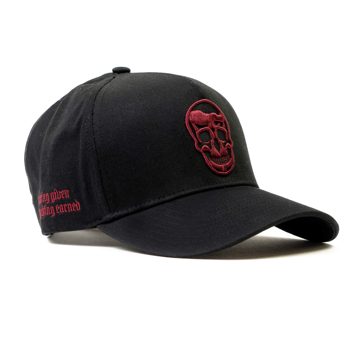 5-Panel Skull Hat - Black/Burgundy